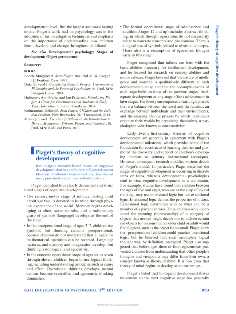 Piagets Theory of Cognitive de | PDF | Cognitive Development | Thought