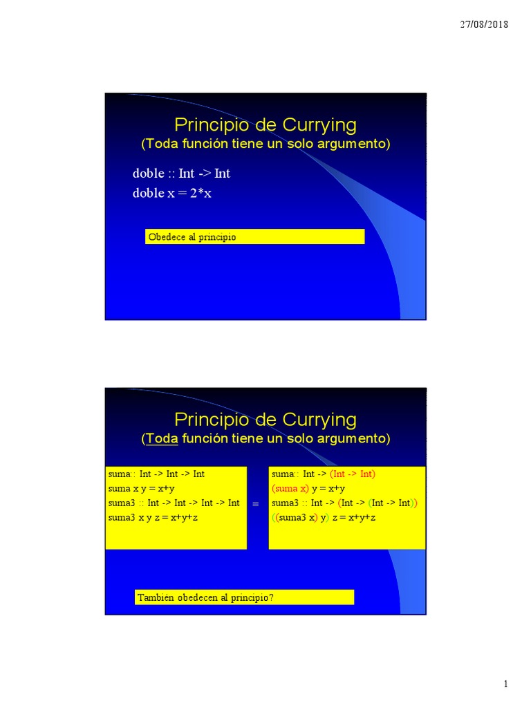 Currying | PDF | Programación de computadoras | Enseñanza de matemática