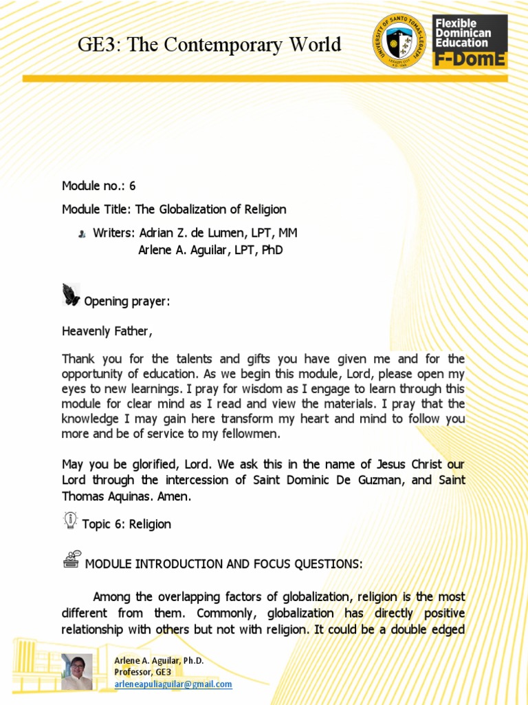 GUIA DE LEON - GE3 Module 6-FDOME | PDF | Globalization | Concept