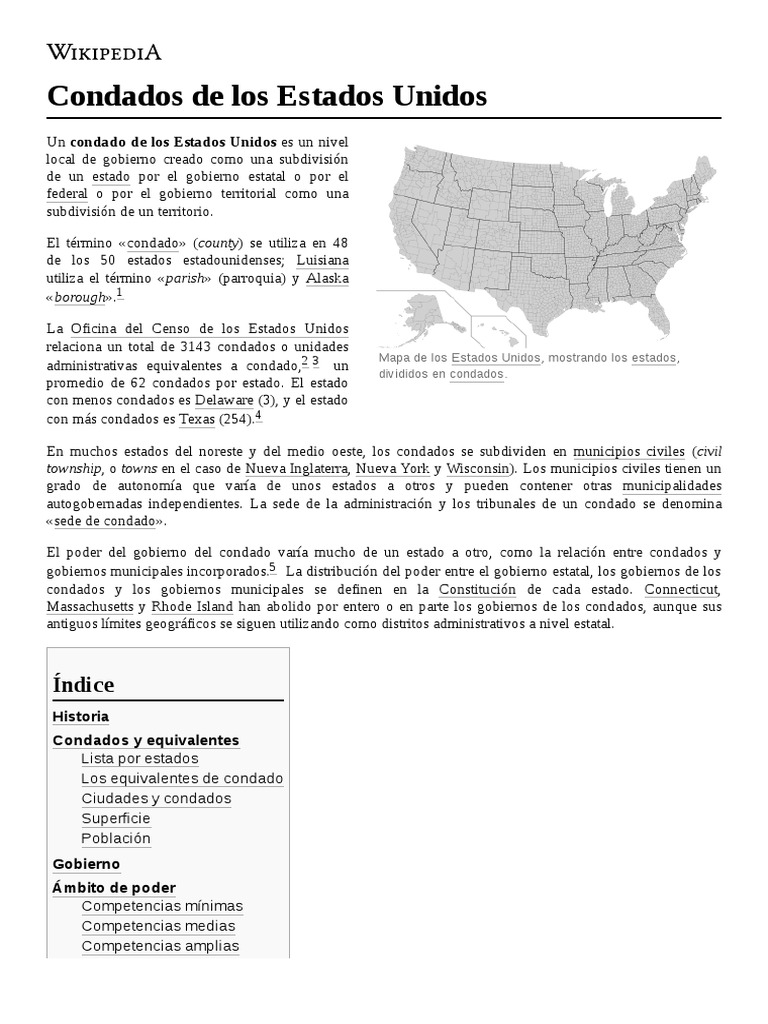 Condados de Los Estados Unidos | PDF | Condado (Estados Unidos) | Política