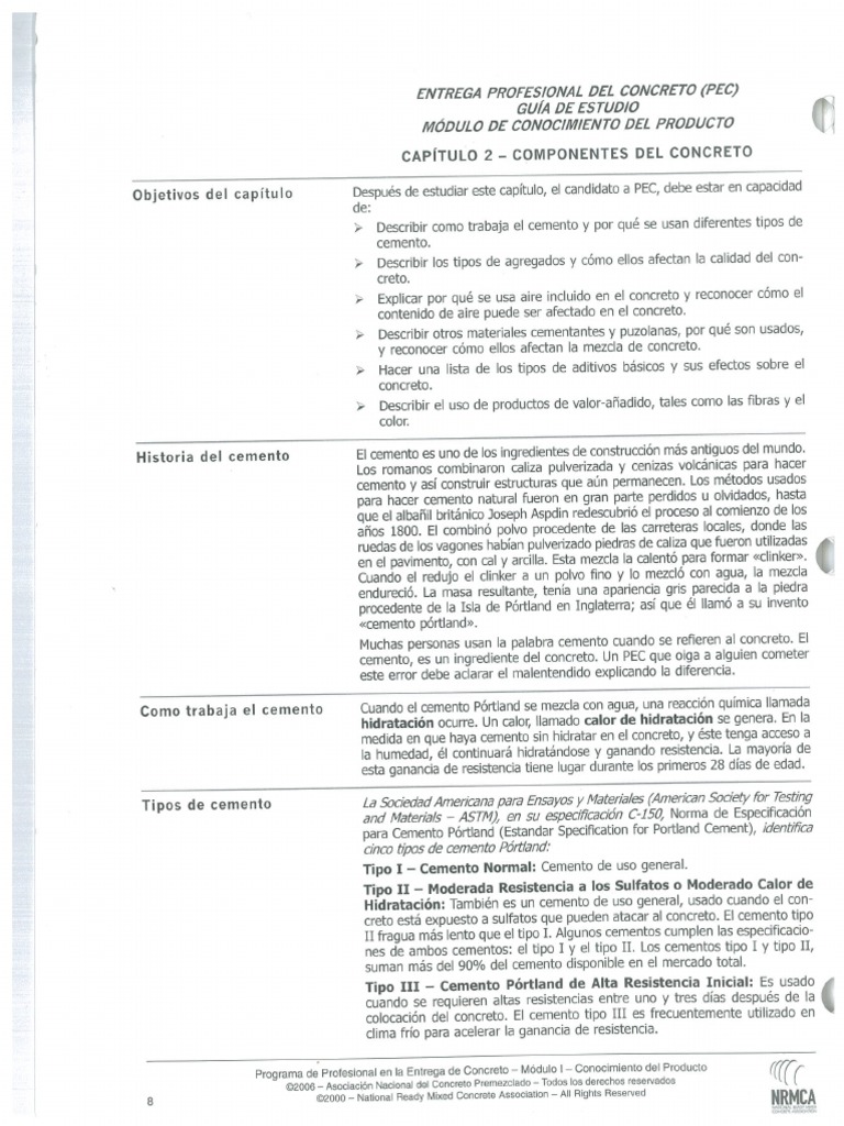 Componentes Del Concreto | PDF