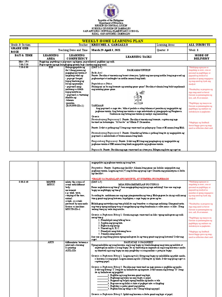 WHLP Q3W1 Grade | PDF