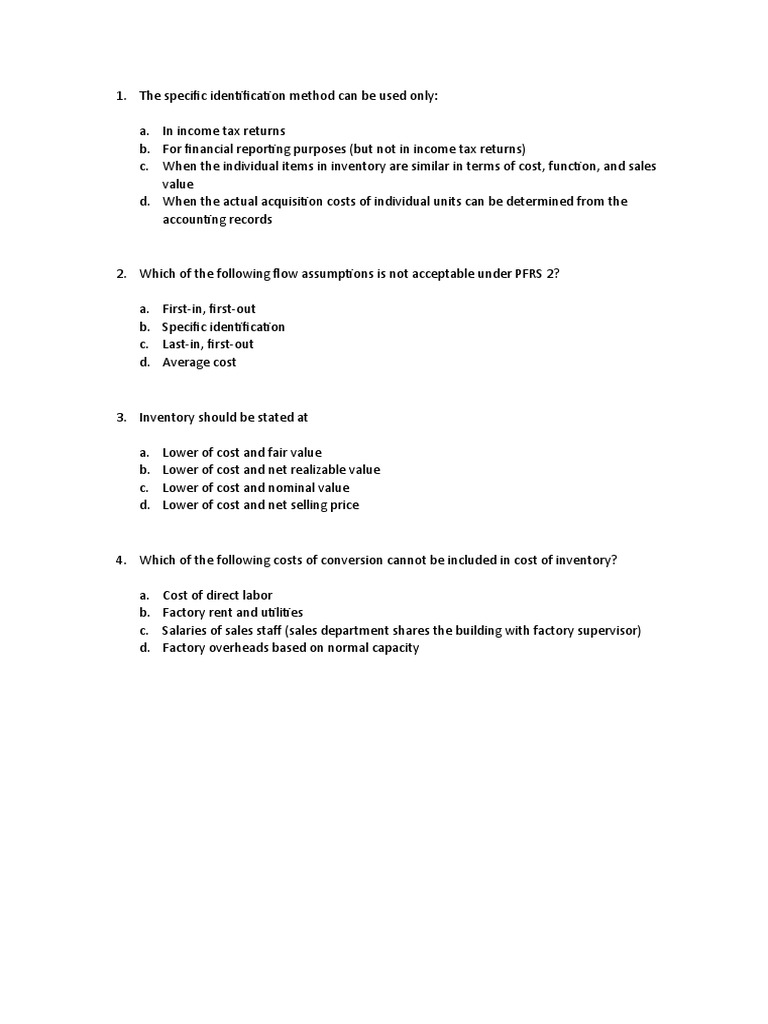 The Specific Identification Method Can Be Used Only | PDF