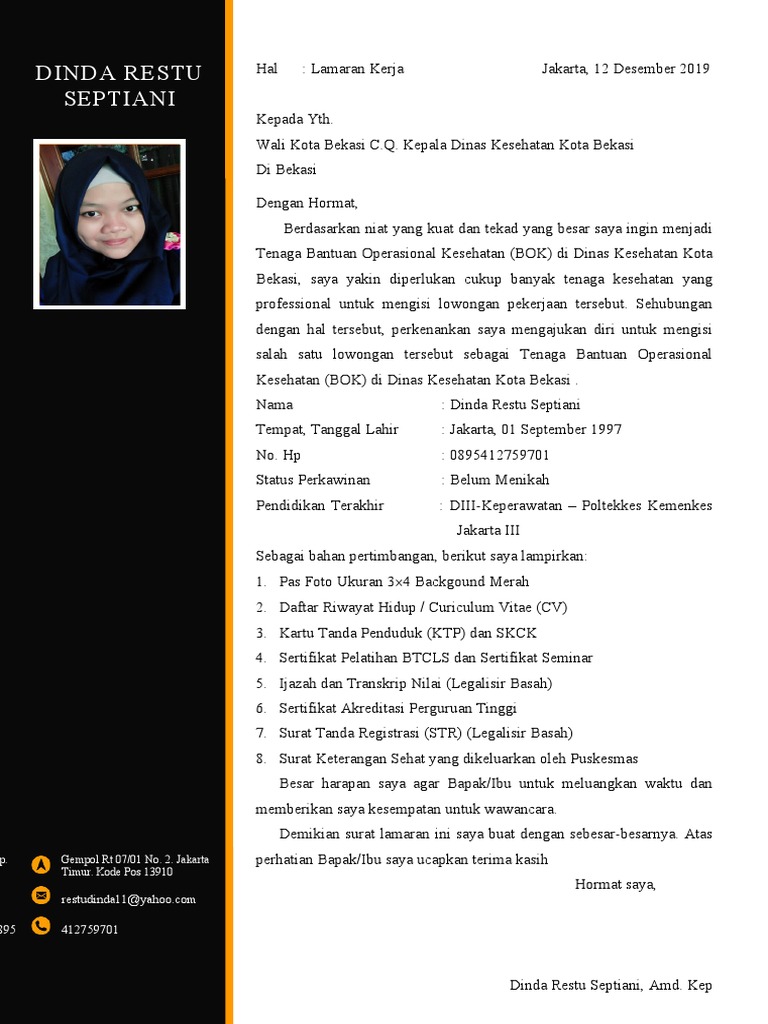 Surat Lamaran Dinda Terbaru | PDF