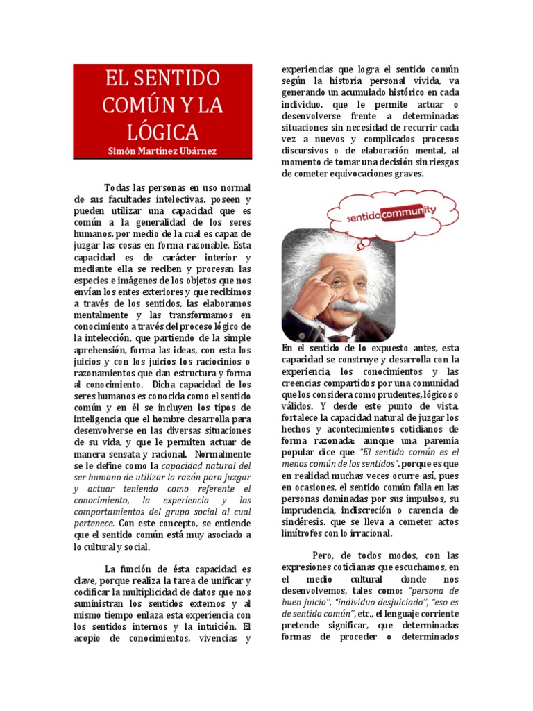 El Sentido Común y La Lógica | PDF | Sentido común | Conocimiento