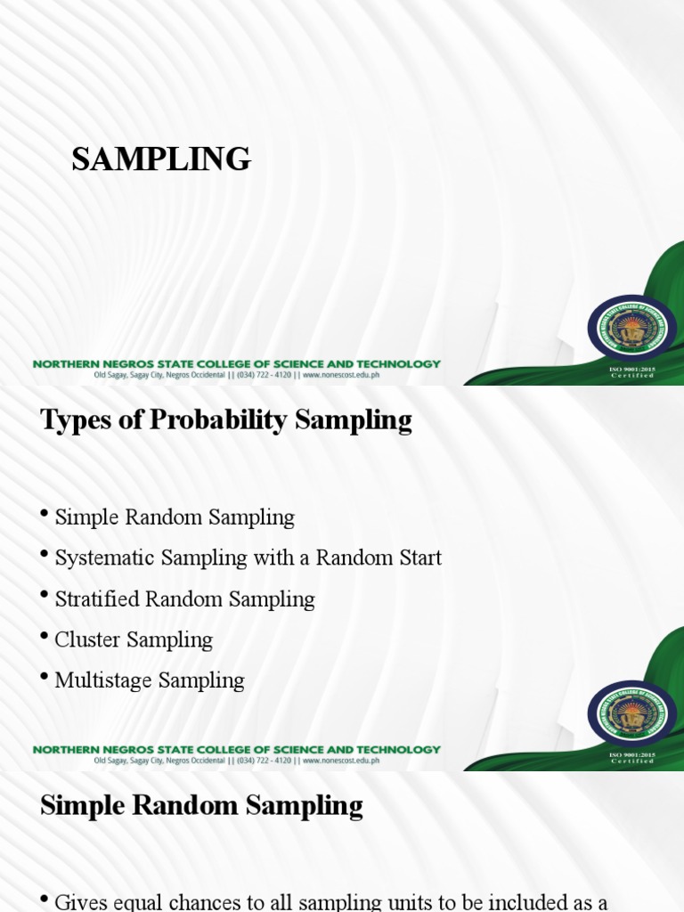 Types of Sampling Presenation | PDF | Sample Size Determination ...