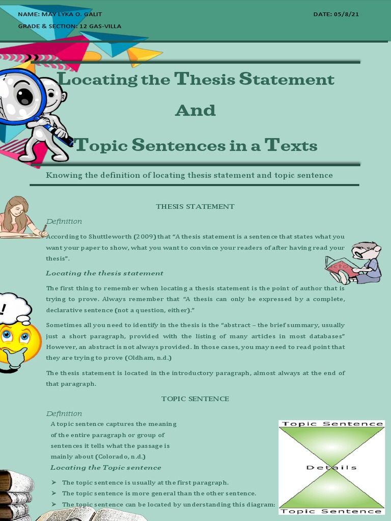 Locating The Thesis Statement and Topic Sentences | PDF