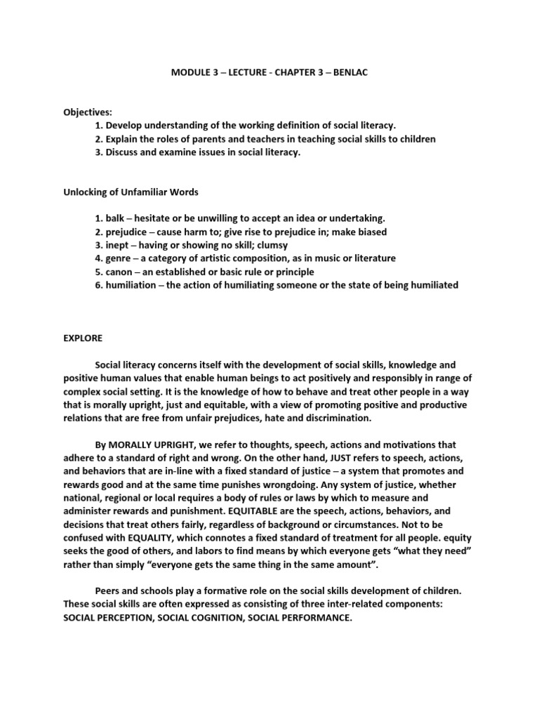 Enhancing Social Literacy in Education | PDF | Social Skills | Morality