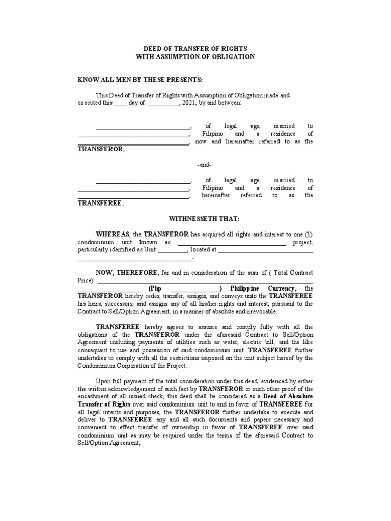 Transfer Deed Rights Condo | PDF | Deed | Notary Public
