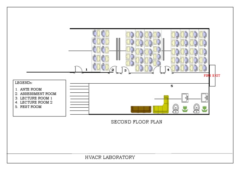 Second Floor Plan: Legends: 1. Ante Room 2. Assessment Room 3. Lecture ...