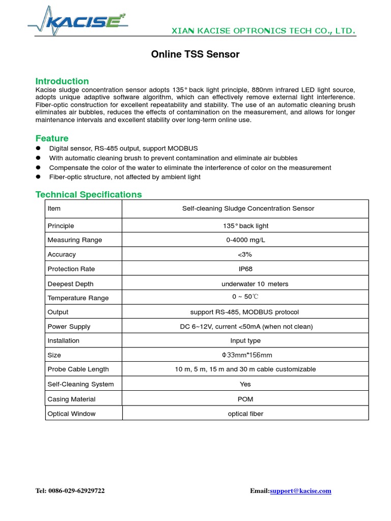 Online TSS Sensor Datasheet - v1.2 | PDF