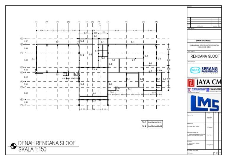 Denah Rencana Sloof SKALA 1:150 | PDF