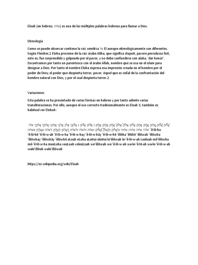 Significado de Eloah en la Biblia | PDF