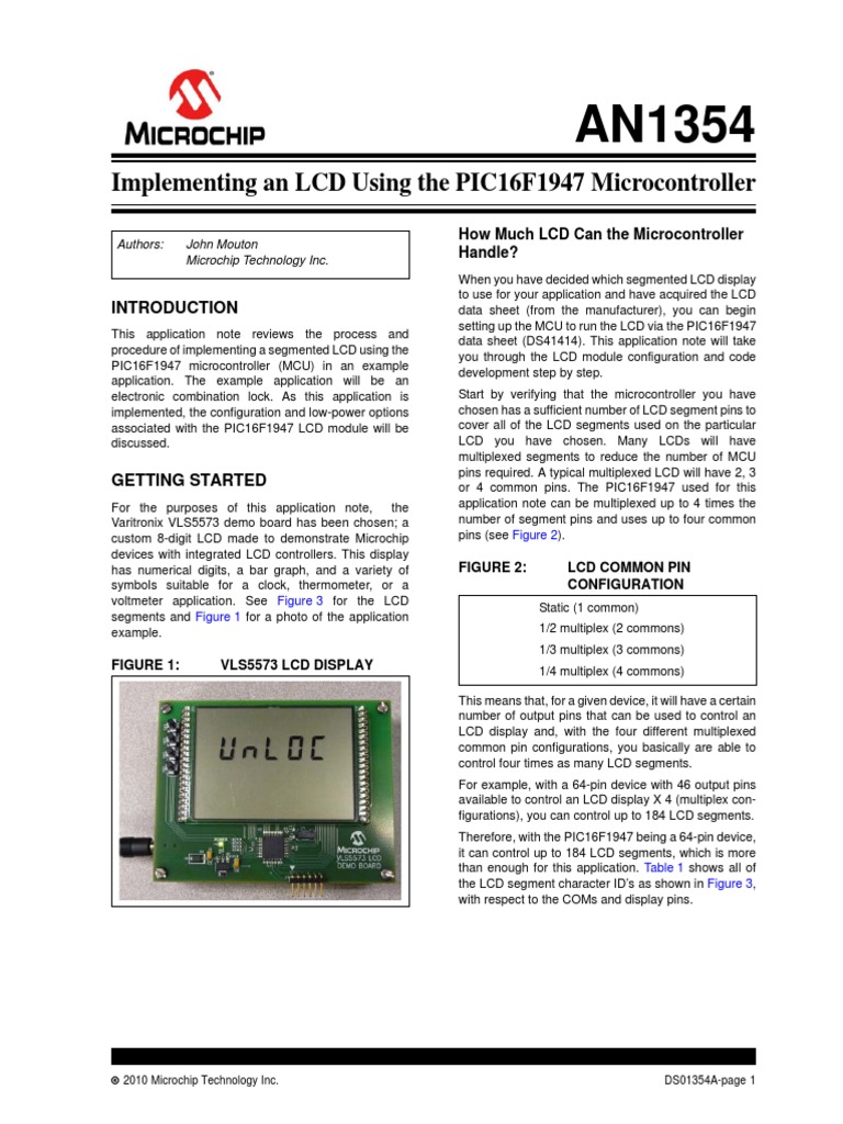 Implementing An LCD Using The PIC16F1947 Microcontroller: Authors: John Mouton Microchip ...