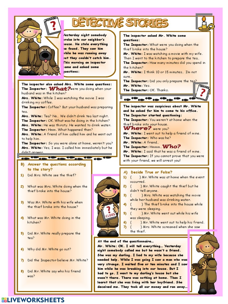 B) Answer The Questions According To The Story? A) Decide True or False ...