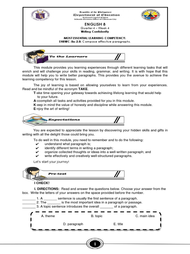English 8 Q4 Week 4 | PDF | Paragraph | Recycling