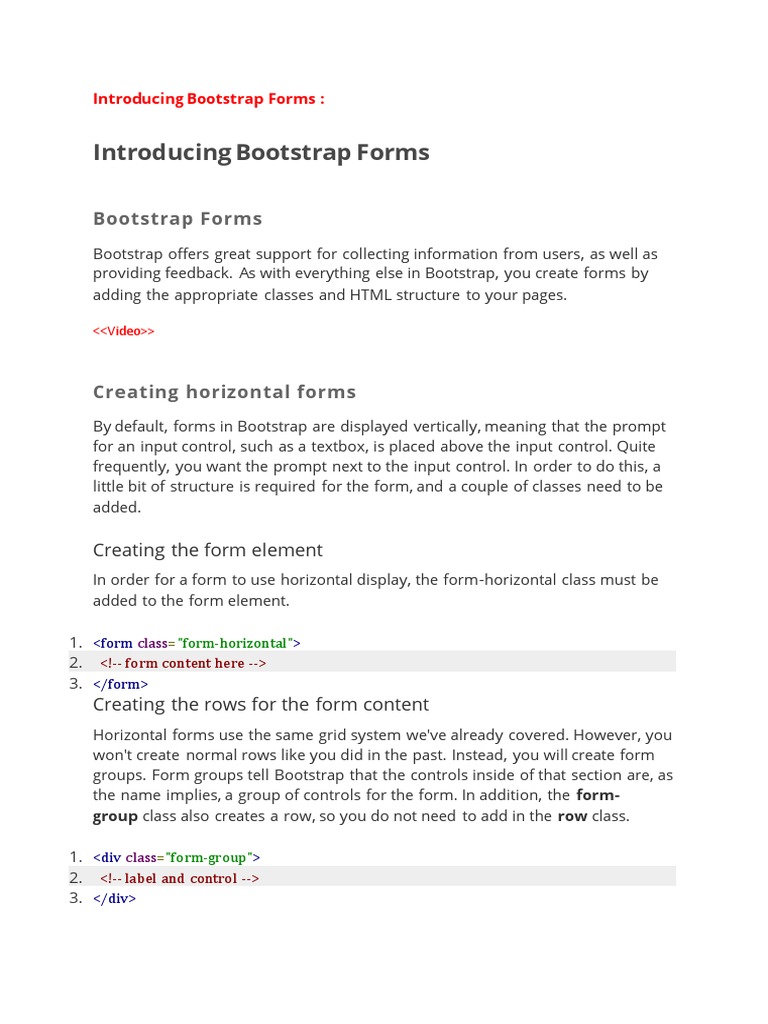 Introducing Bootstrap Forms | PDF | Bootstrap (Front End Framework) | Html