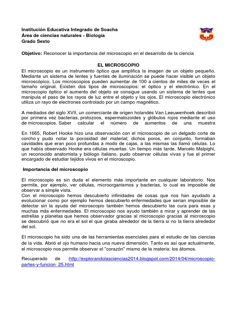 Taller Microscopio Sexto | PDF | Microscopio | Óptica