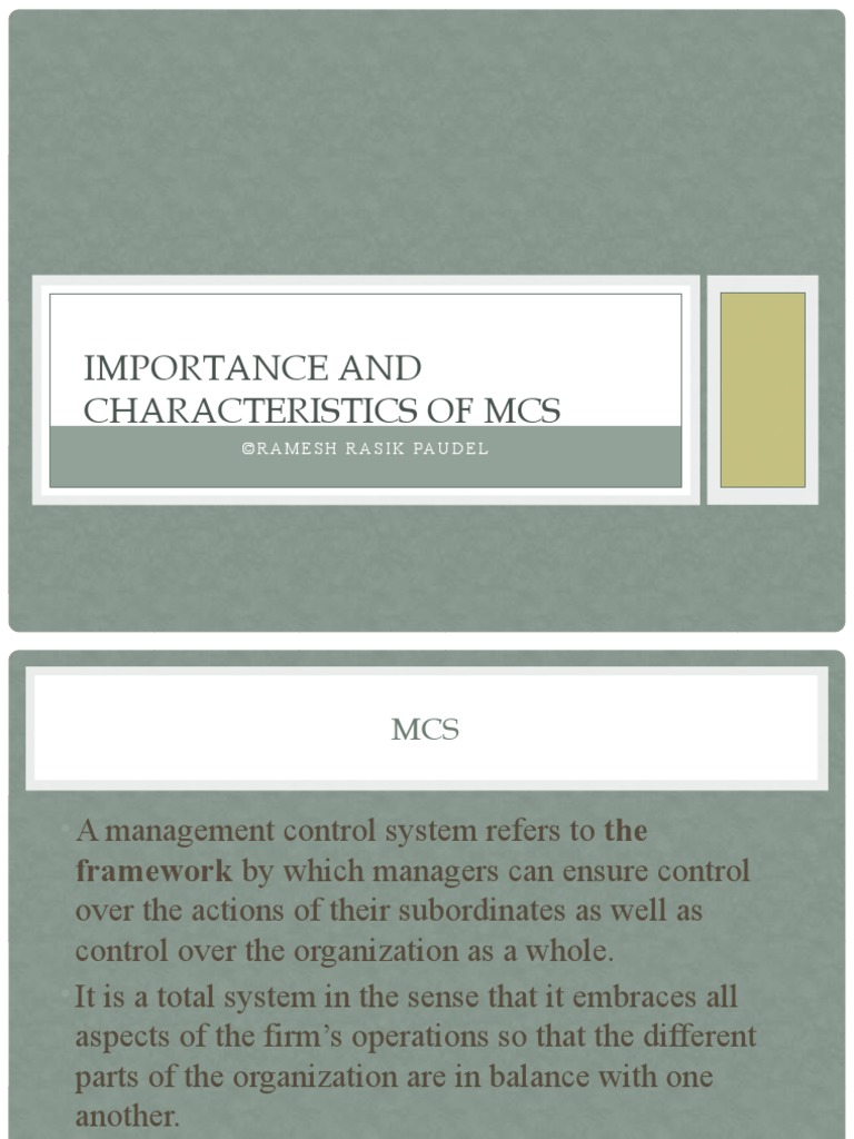 MCS Importance and Characteristics | PDF | Economies | Business