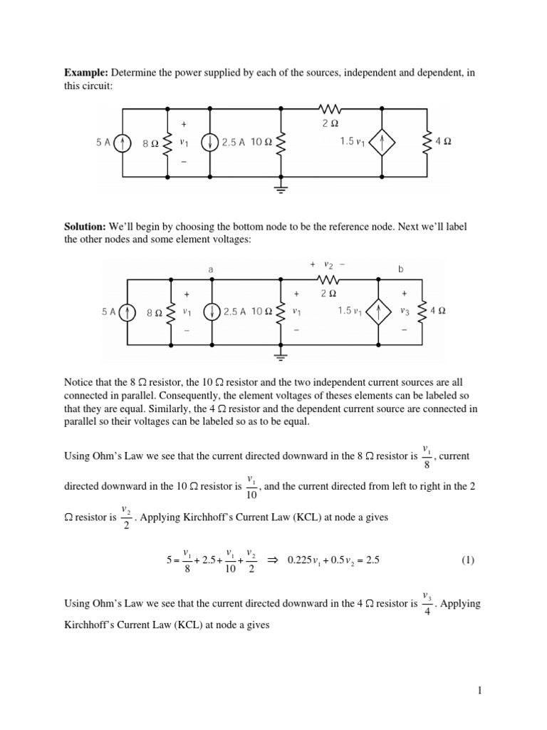 Example: Determine The Power Supplied by Each of The Sources ...