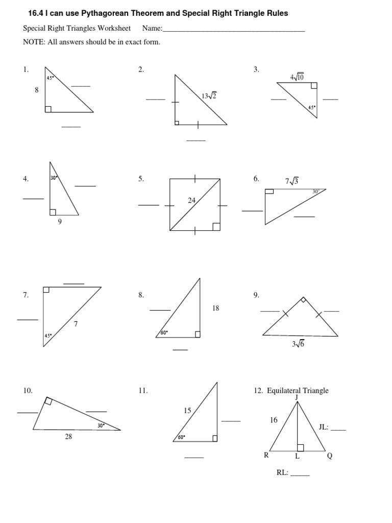 Using Pythagorean Theorem and Special Right Triangles | PDF | Triangle | Length