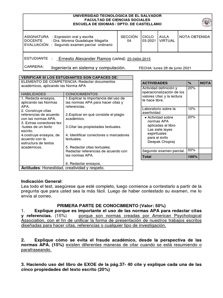 Examen de Exoe 04 Segundo Periodo | PDF