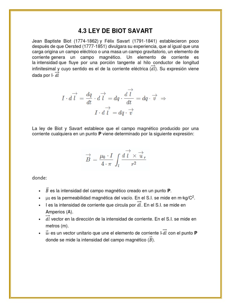 4.3 Ley Biot Savart | PDF | Campo magnético | Corriente eléctrica