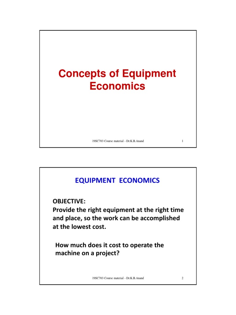 Equipment Economics Course Guide | PDF | Interest | Cost