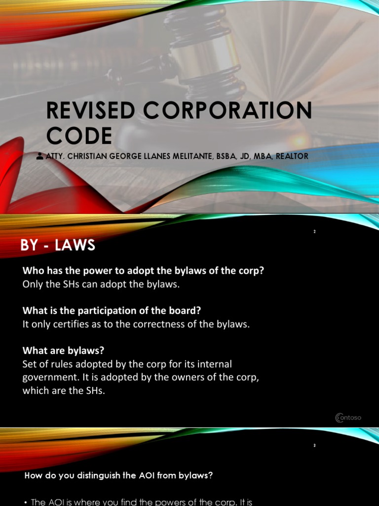 Revised Corporation Code - by Laws | Download Free PDF | Stocks | Proxy ...