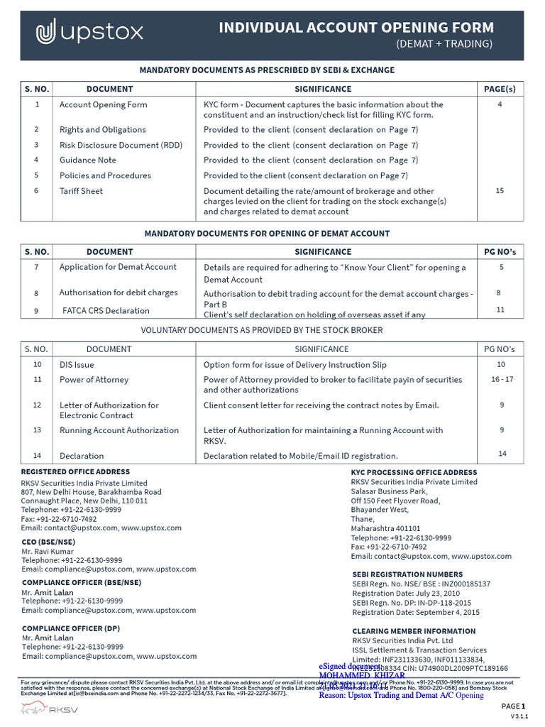 Account Opening Form | PDF | Identity Document | Financial Services