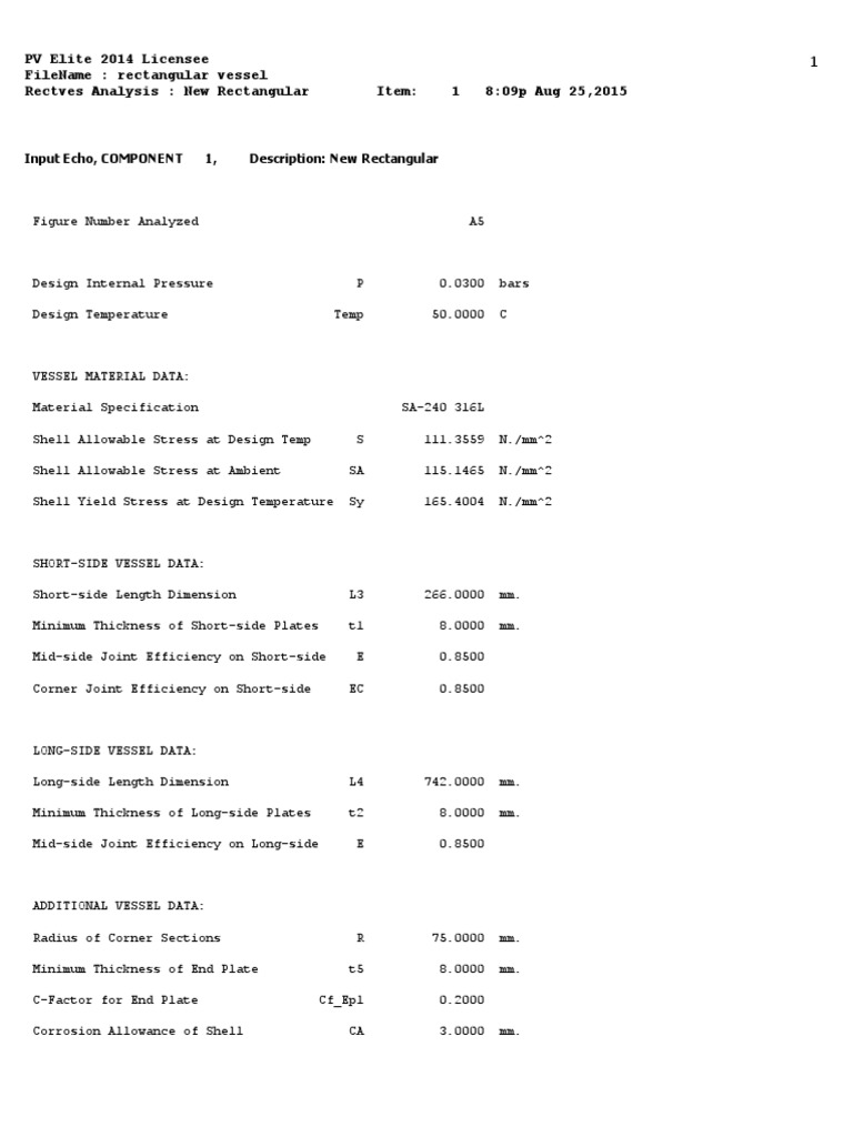 Analysis of Stresses in a Rectangular Pressure Vessel | PDF | Beam ...