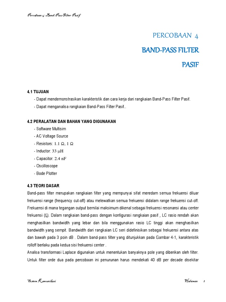 04 Perc. 4. Band-Pass Filter Passive | PDF
