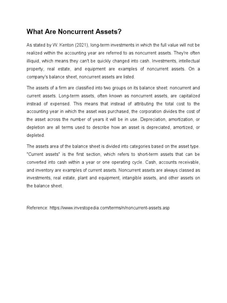 Understanding Noncurrent Assets | PDF