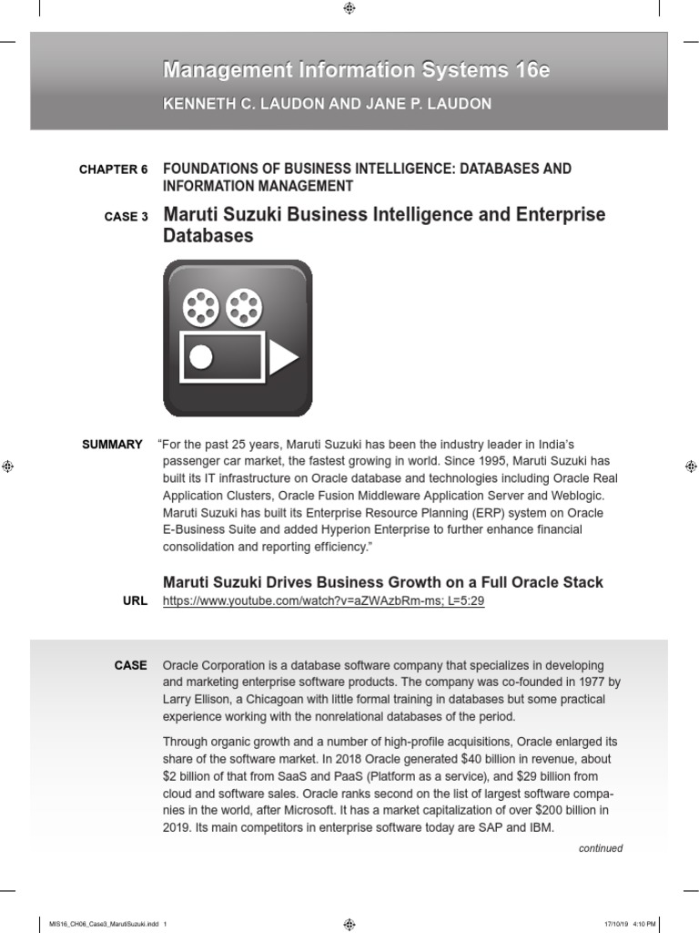 Case Study 2 Maruti Suzuki DBMS | PDF | Oracle Corporation | Software ...