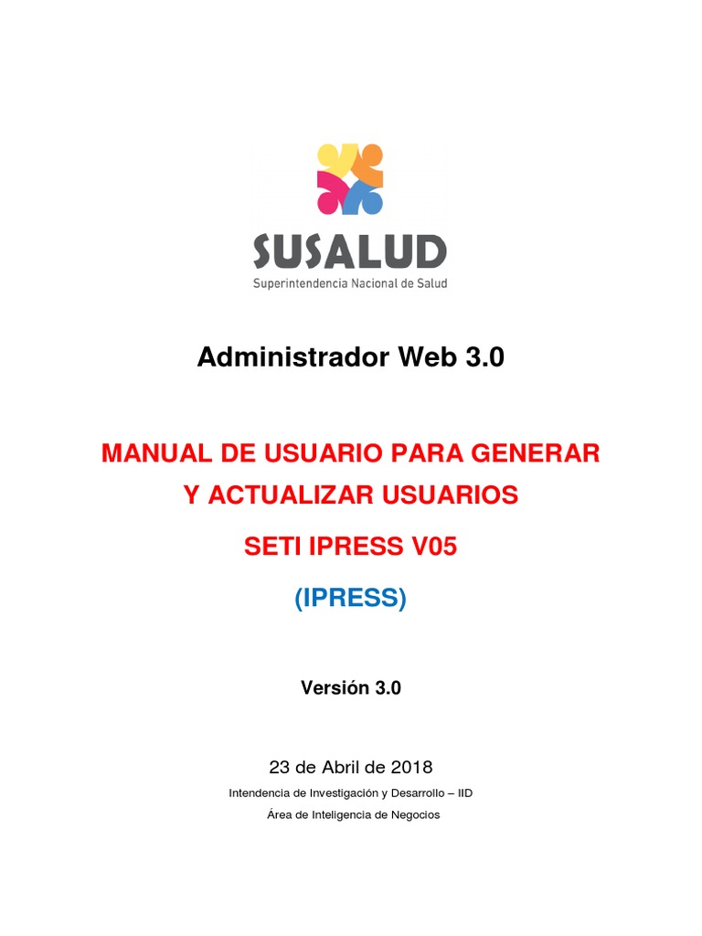 Manual de Usuario V3.0 ADMWEB SETI IPRESS SOLO PARA IPRESS | PDF | Contraseña | Usuario ...