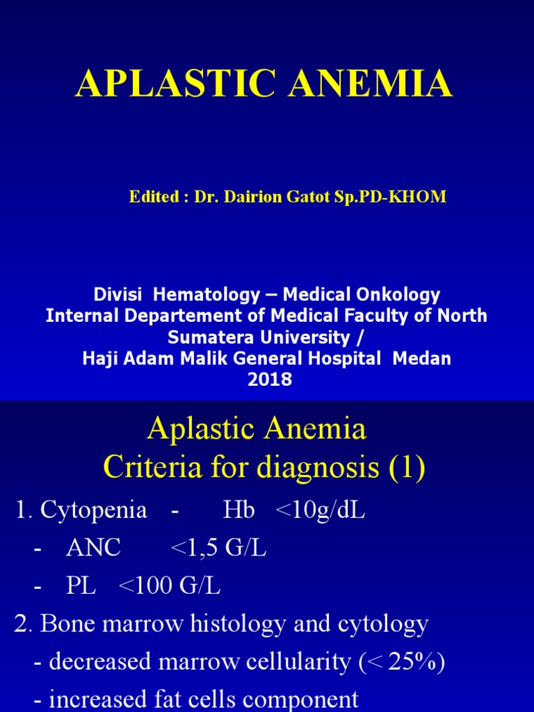 Guidelines for the Diagnosis and Treatment of Aplastic Anemia | PDF ...