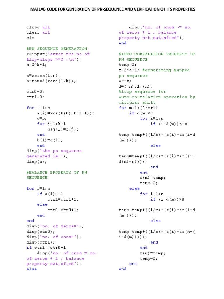 Pn Sequence Generation Auto Correlation Property Of Pn Sequence