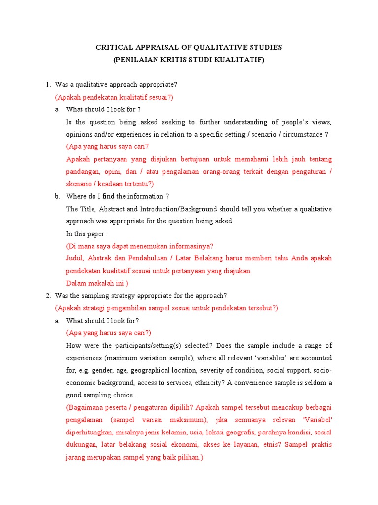 Critical Appraisal of Qualitative Studies | PDF | Data Analysis | Data