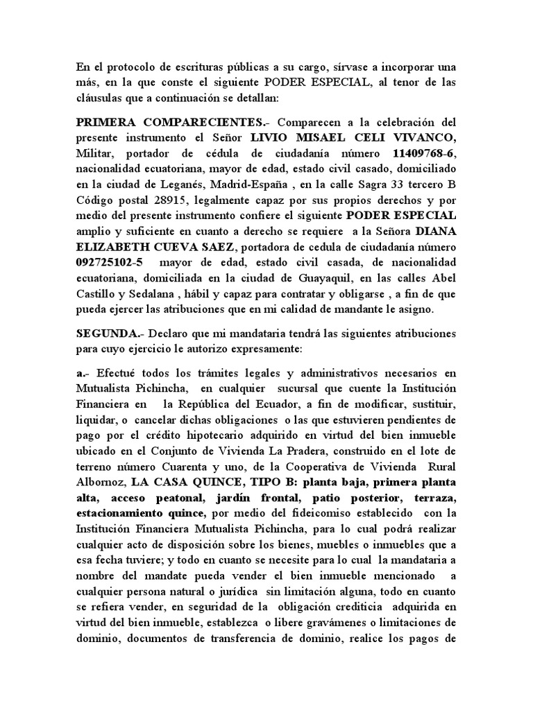 Poder Especial Misael | PDF | Ecuador | Civil
