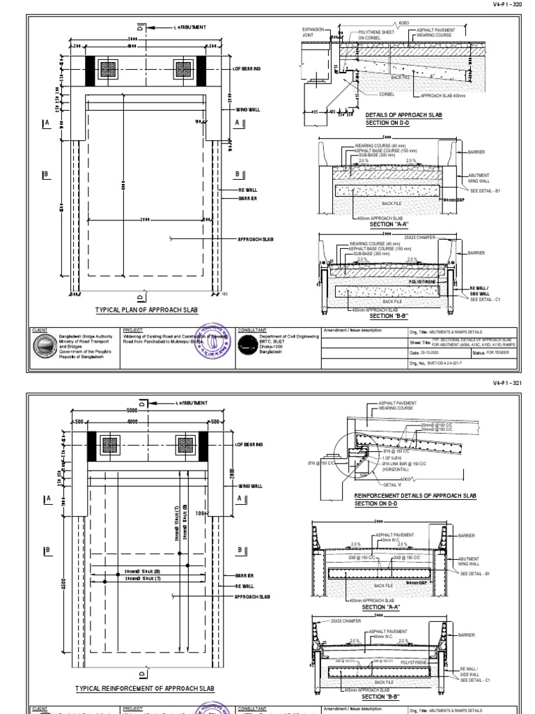 Typical Sectional Details of Approach Slab for Abutment Ramps | PDF ...