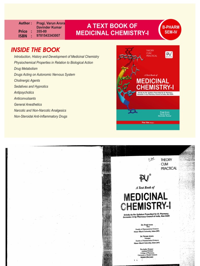 A TEXTBOOK OF MEDICINAL CHEMISTRY-1 (Pee Vee-PV Books) | PDF