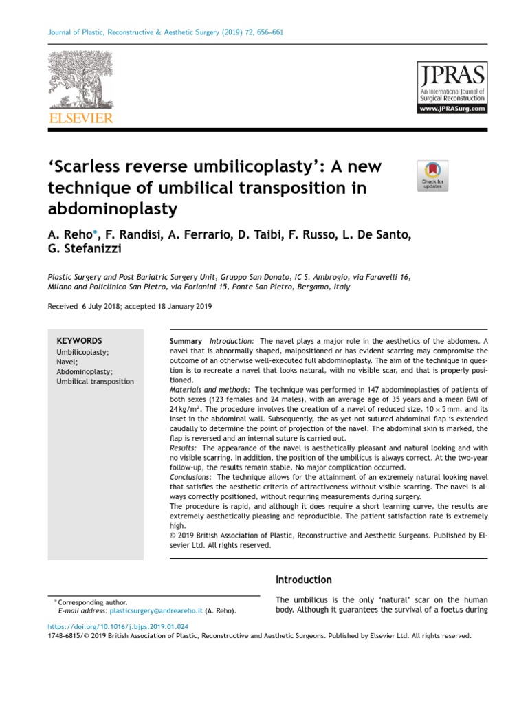 Scarless Reverse Umbilicoplasty A New Tech - 2019 - Journal of Plastic ...
