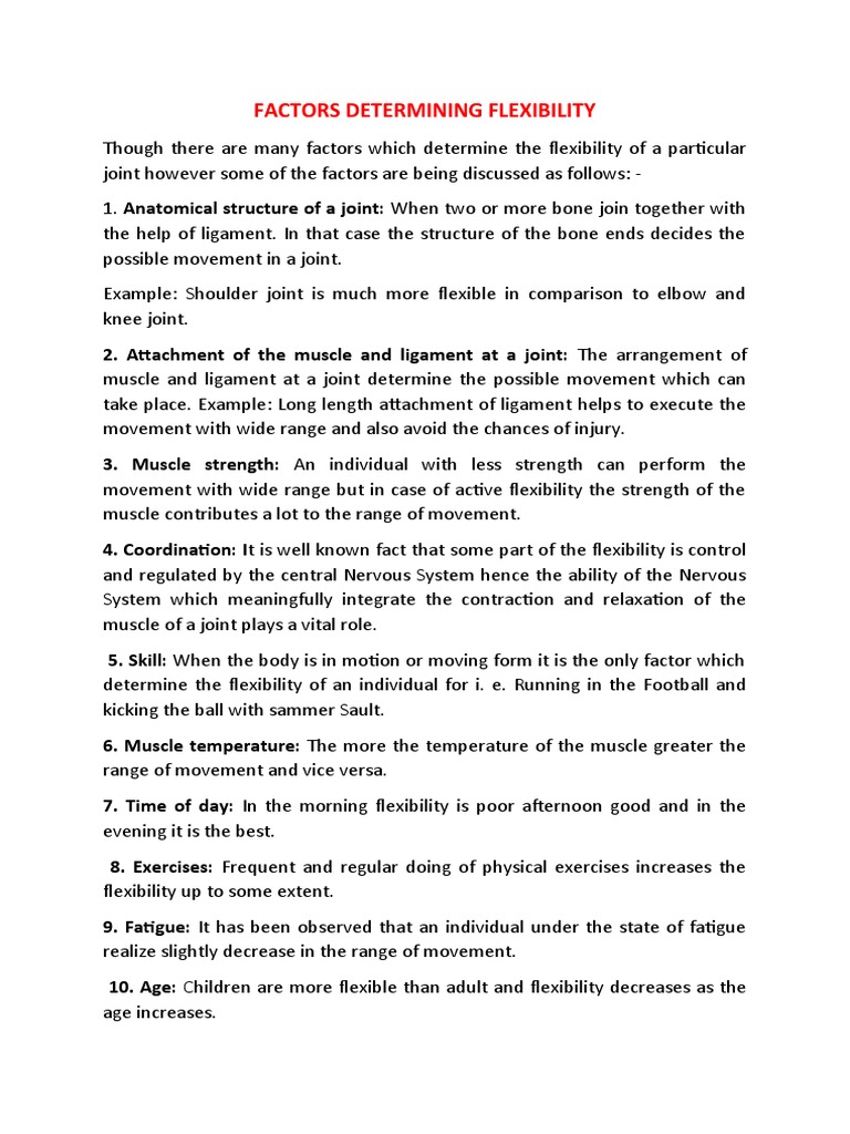 Factors Determining Flexibility | PDF | Self-Improvement