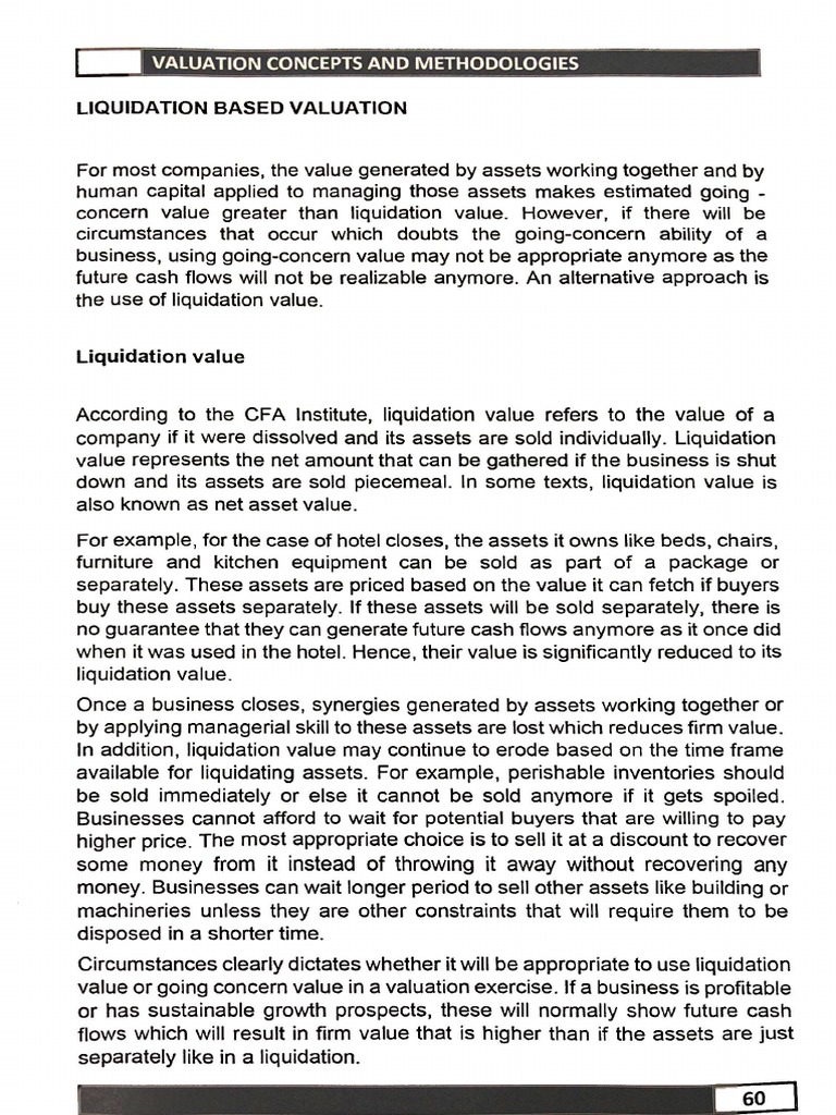 Chapter 3 Liquidation Based Valuation | PDF