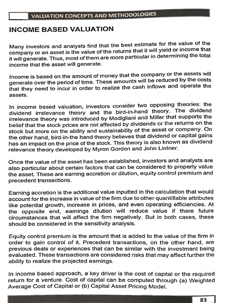 Chapter 4 Income Based Valuation | PDF