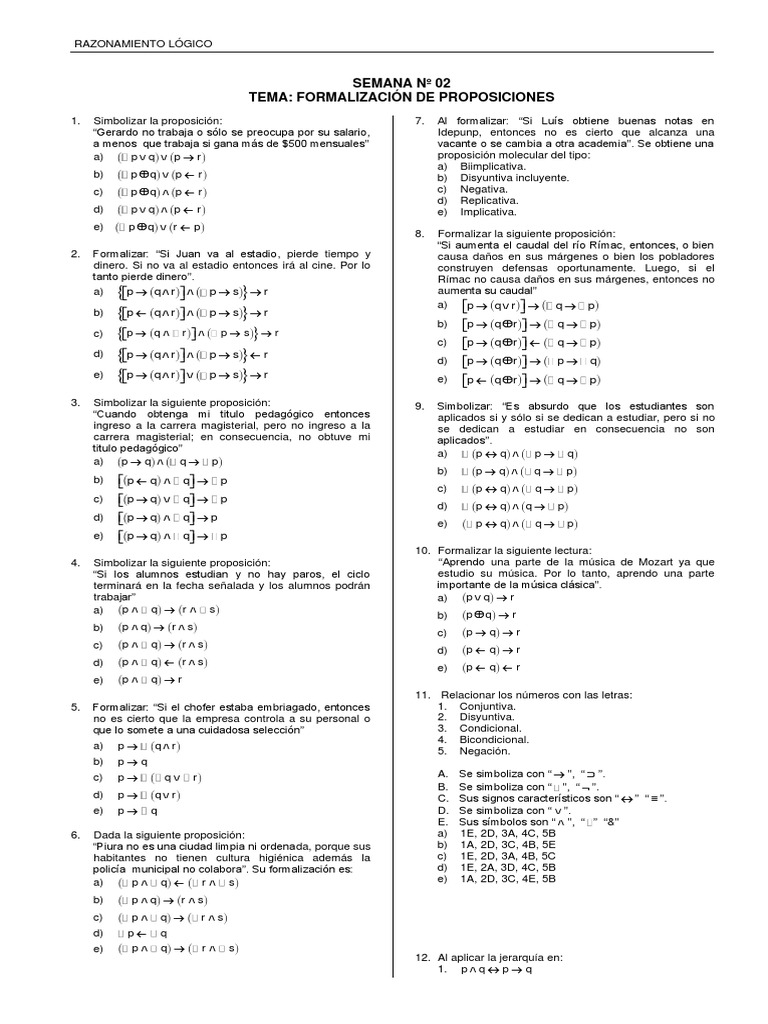 Raz Logico Formalización de Proposiciones | PDF | Teoría | Argumento