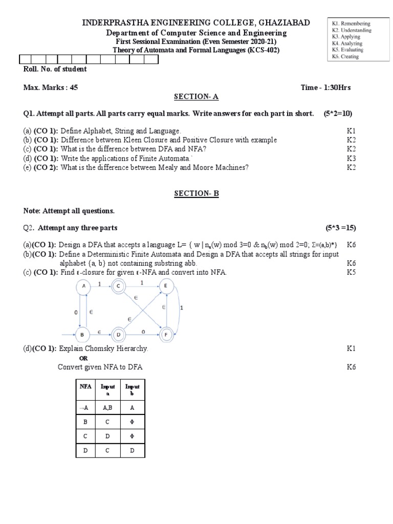 Tafl 1st Sessional Pdf String Computer Science Models Of