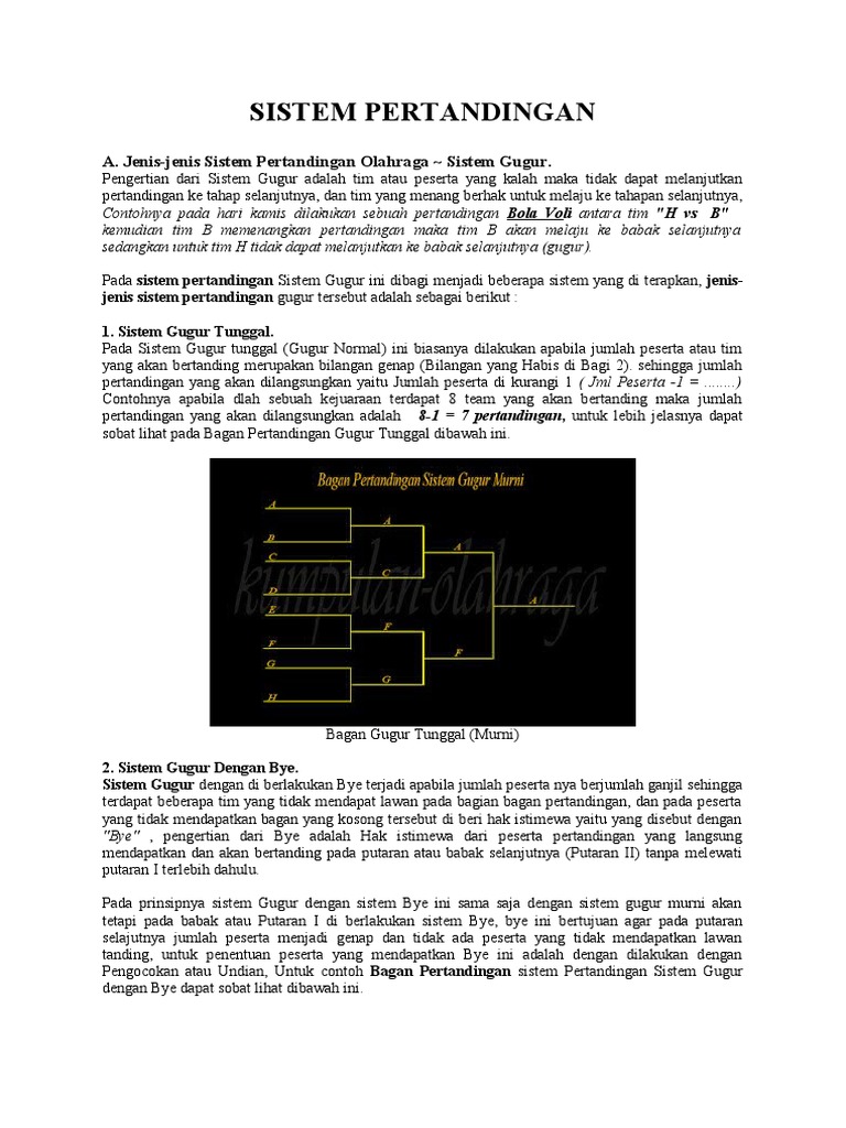 Jenis-jenis Sistem Pertandingan Olahraga | PDF