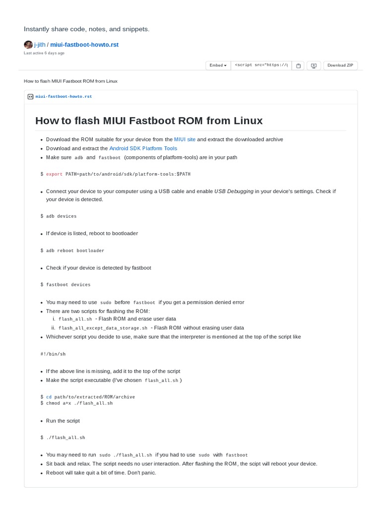 How To Flash MIUI Fastboot ROM From Linux GitHub | PDF | Classes Of ...