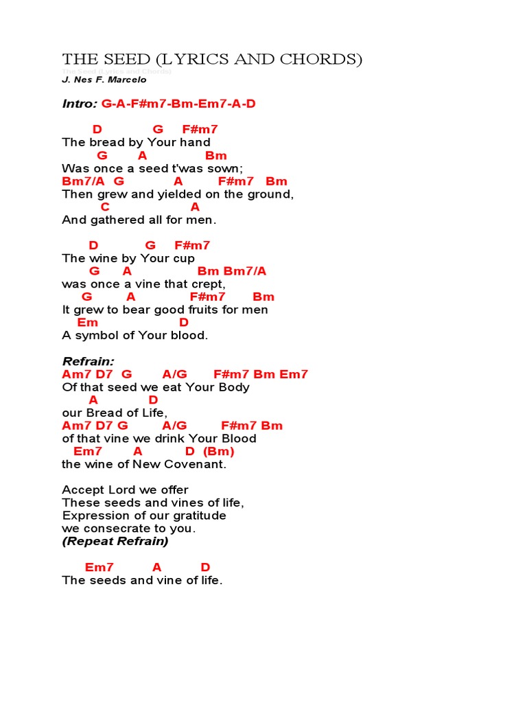 The Seed: Lyrics and Chords | PDF